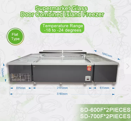 Glass Door Seafood Display Frozen Showcase Chest Island Freezer - Buy ...