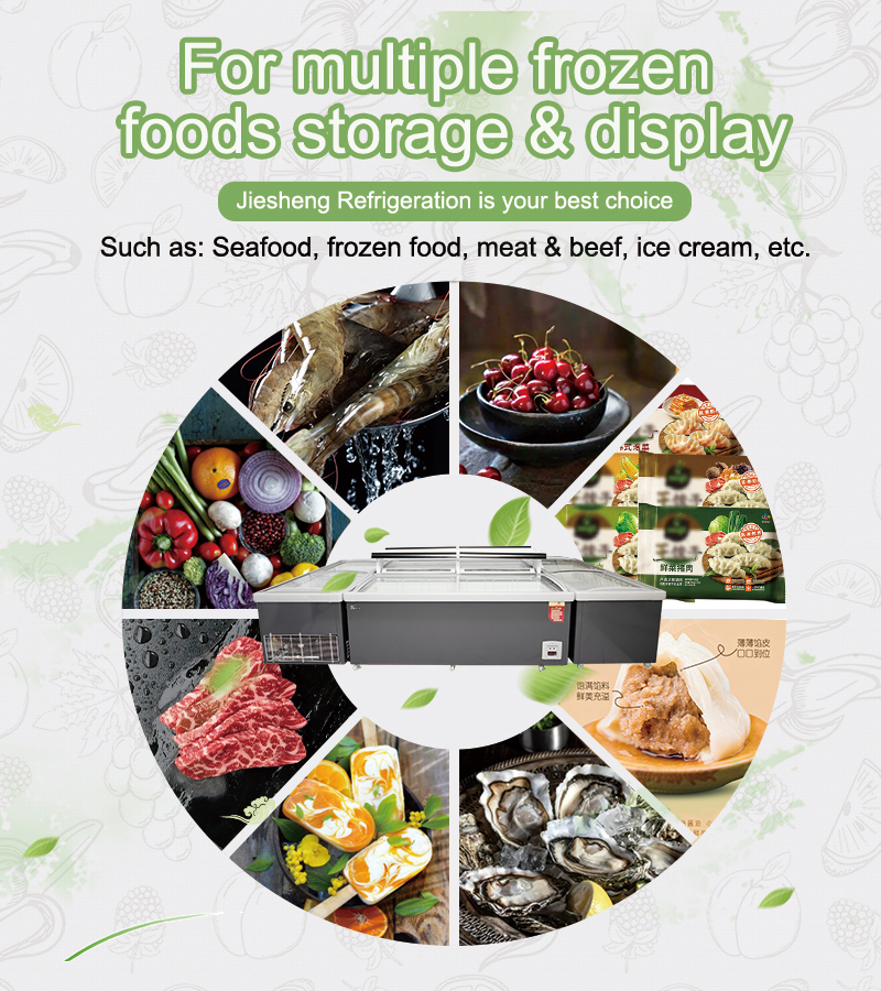Glass Door Seafood Display Frozen Showcase Chest Island Freezer - Buy ...