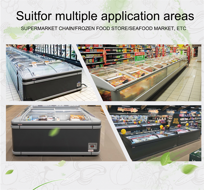 Glass Door Seafood Display Frozen Showcase Chest Island Freezer - Buy ...