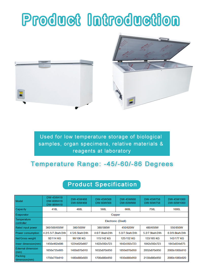 Mini Ultra Low Temperature Horizontal Deep Seafood Freezer - Buy ultra ...